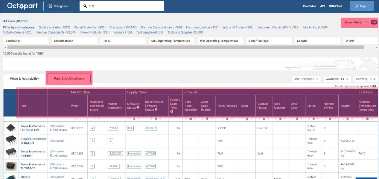 Esplorazione dei potenti filtri di ricerca di Octopart | Octopart